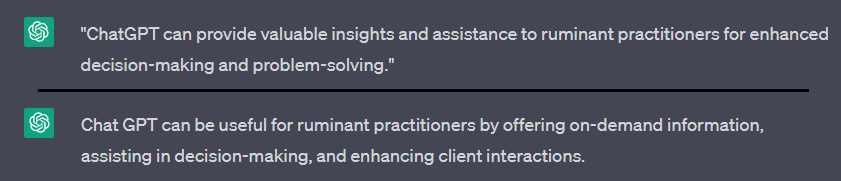 Chat GPT: a tool for ruminant practitioners?